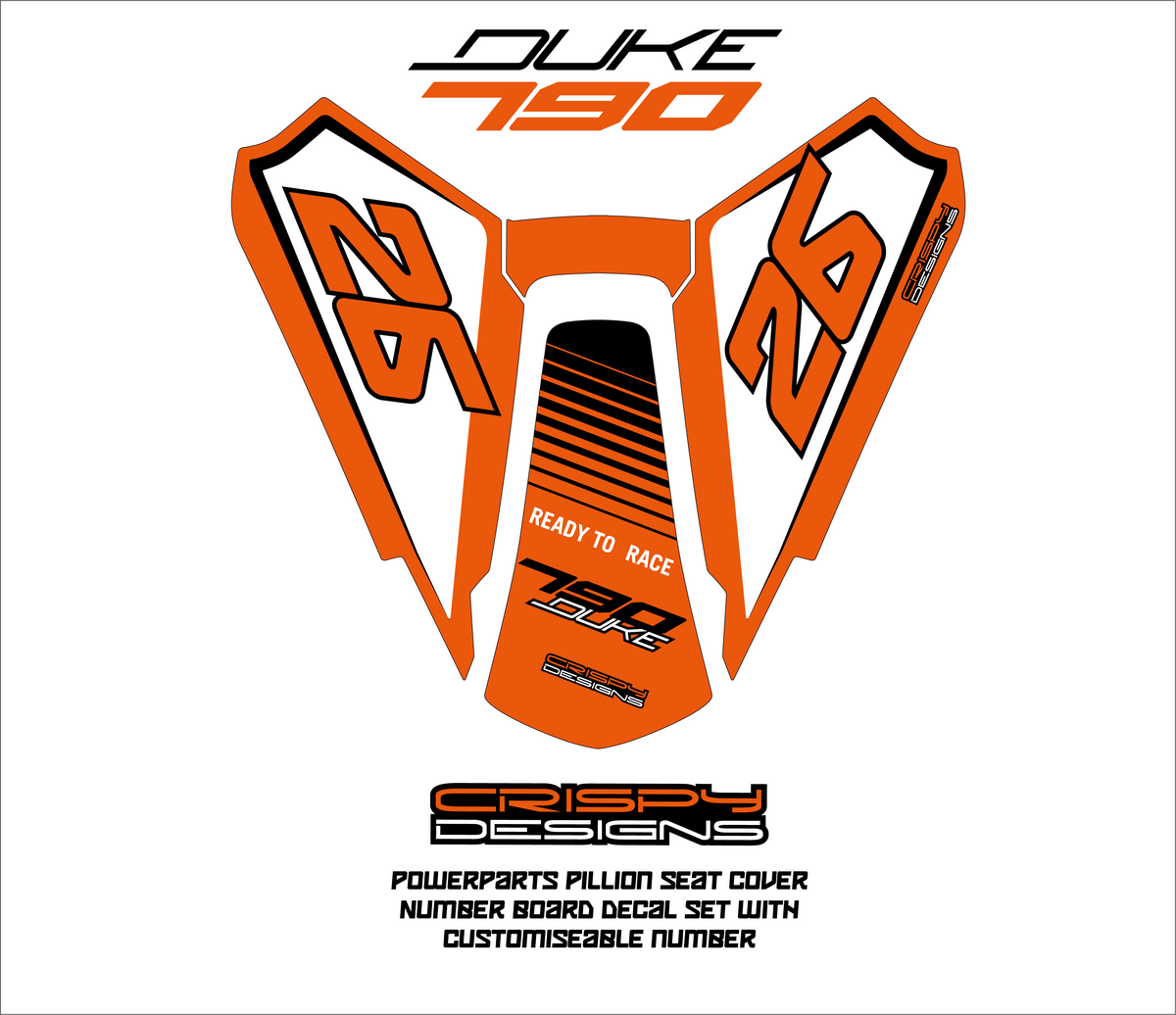 KTM 790 Duke pillion number board decal set - Custom number – Crispy ...